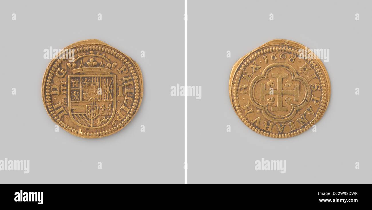 Escudo from Spain from King Philips III, 1608 ,, 1608 coin Gold coin ...