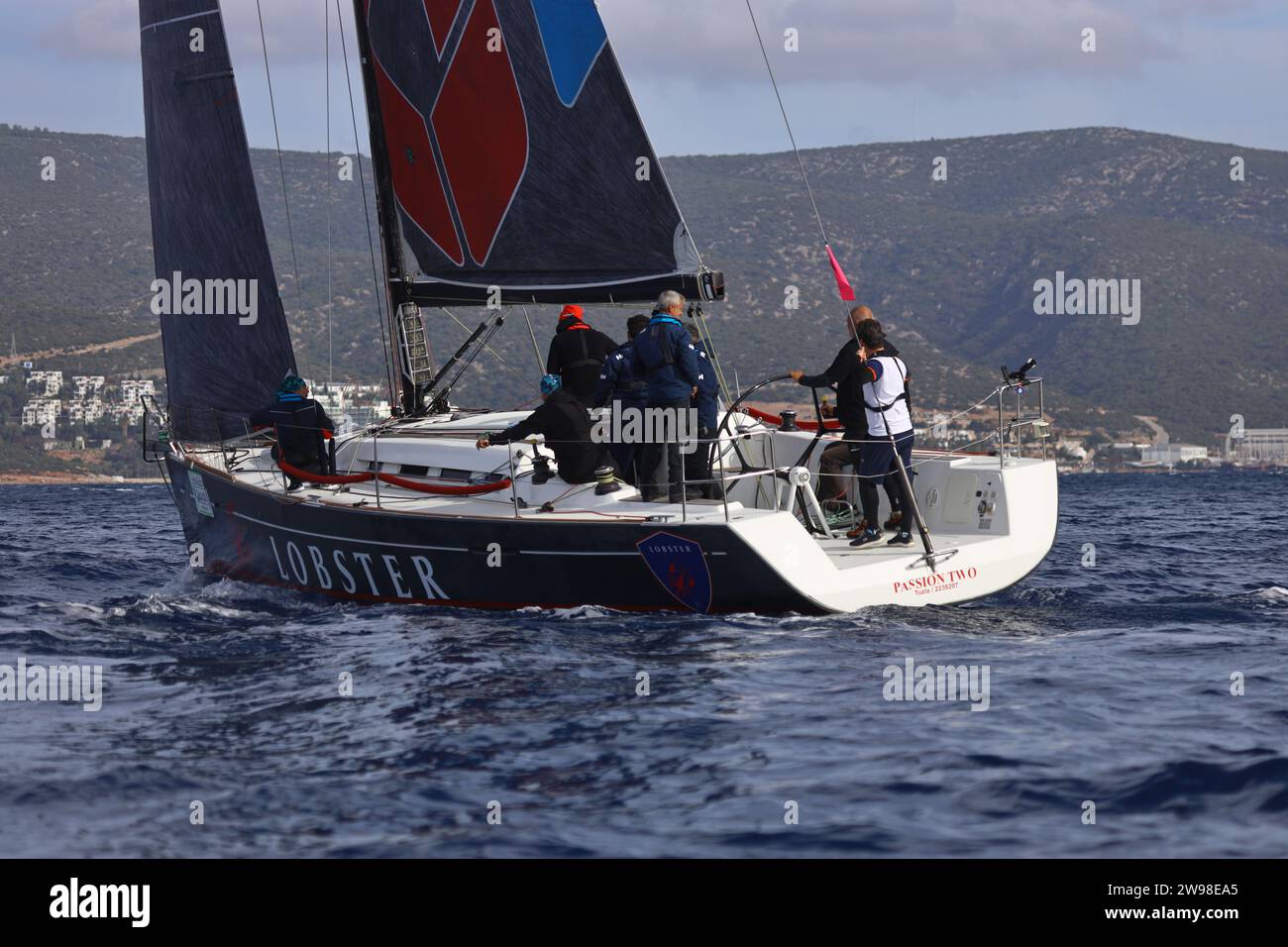 Bodrum,Turkey. 02 December 2023: Sailboats sail in windy weather in the ...