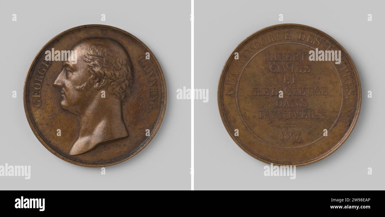 George Canning, English statesman, Andre Galle, 1827 history medal ...