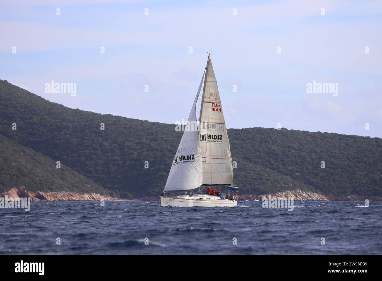 Bodrum,Turkey. 02 December 2023: Sailboats sail in windy weather in the ...