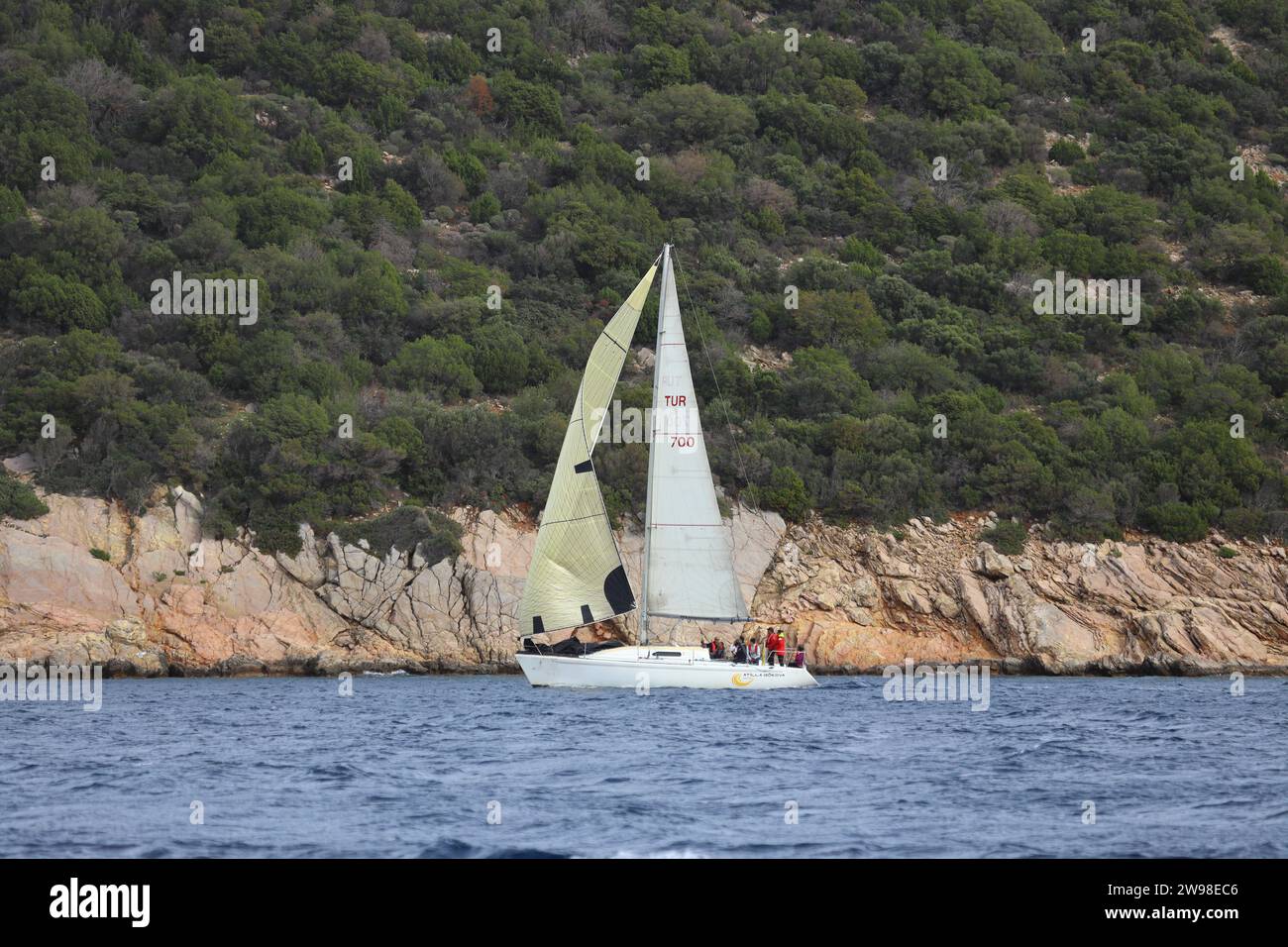 Bodrum,Turkey. 02 December 2023: Sailboats sail in windy weather in the ...