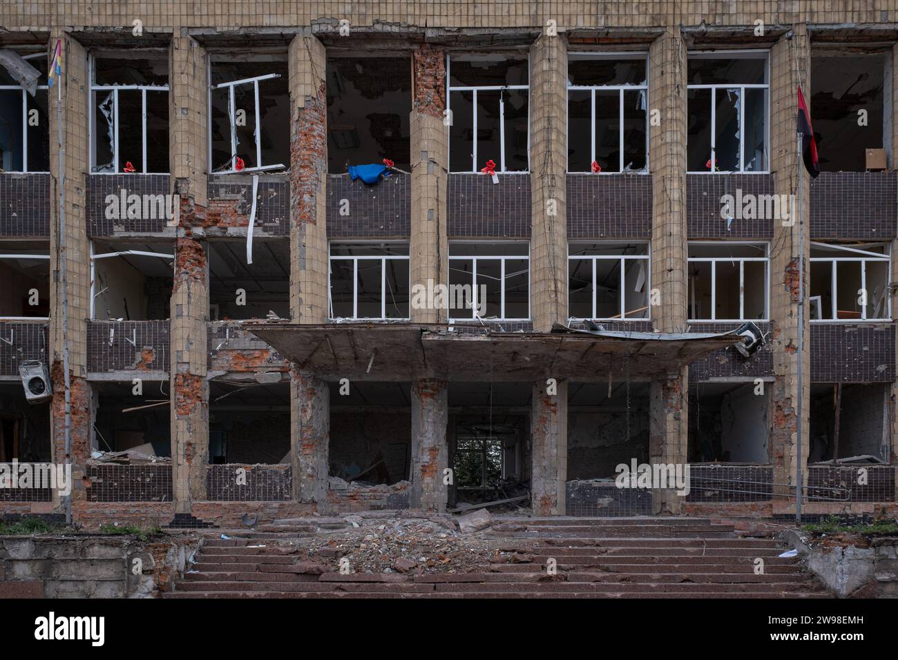 Destroyed city council building. On 10th September 2023, the Ukrainian ...