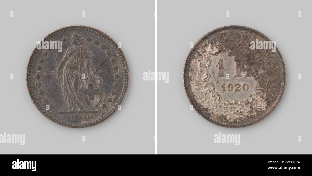 Frank from Switzerland, 1920 ,, 1920 coin Silver coin. Front: within a ...