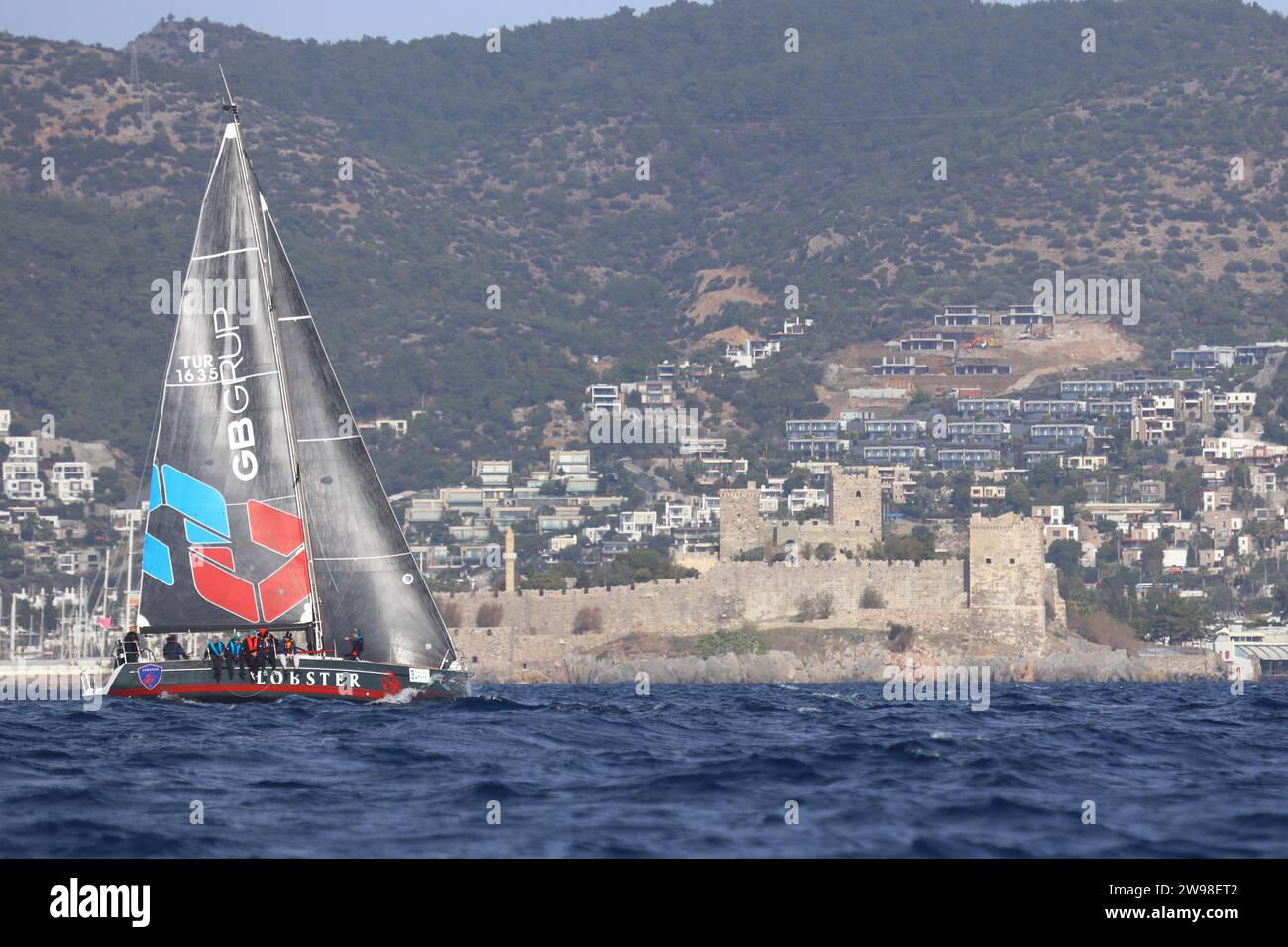 Bodrum,Turkey. 02 December 2023: Sailboats sail in windy weather in the ...
