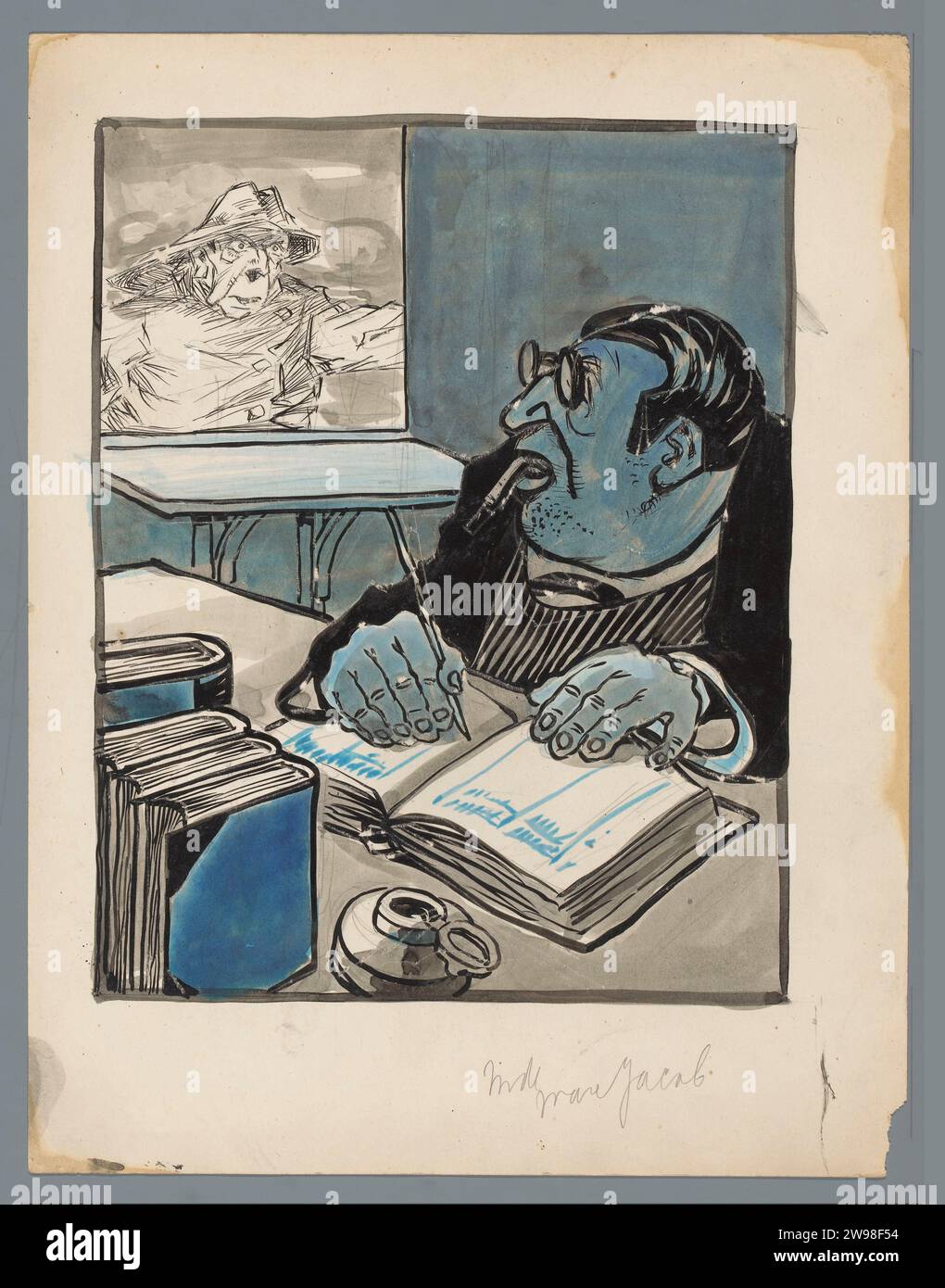 Accountant, Patricq Kroon, 1900 - 1935 drawing A thick accountant at ...