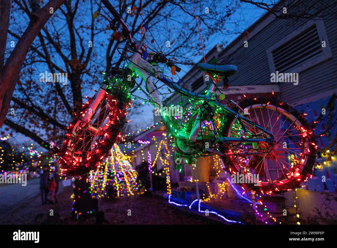 37th Street District Christmas Lights in Austin, Texas Stock Photo - Alamy