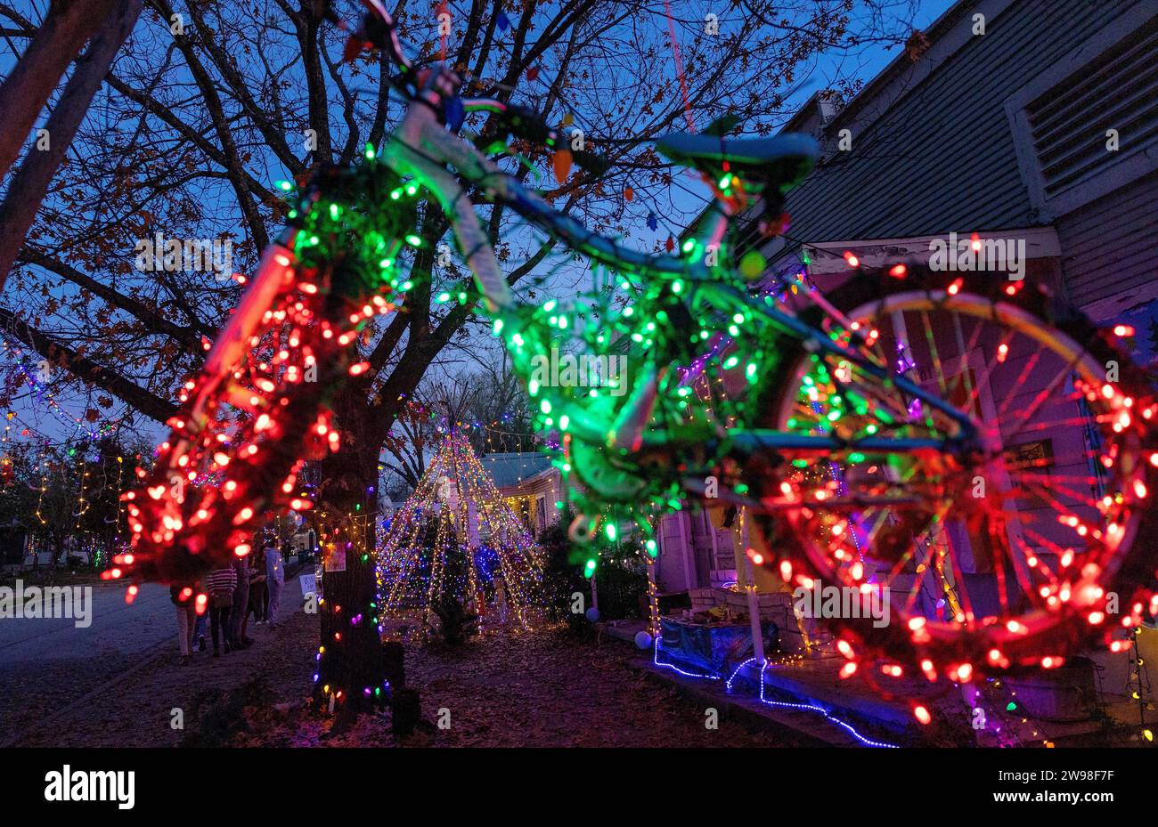 37th Street District Christmas Lights in Austin, Texas Stock Photo - Alamy