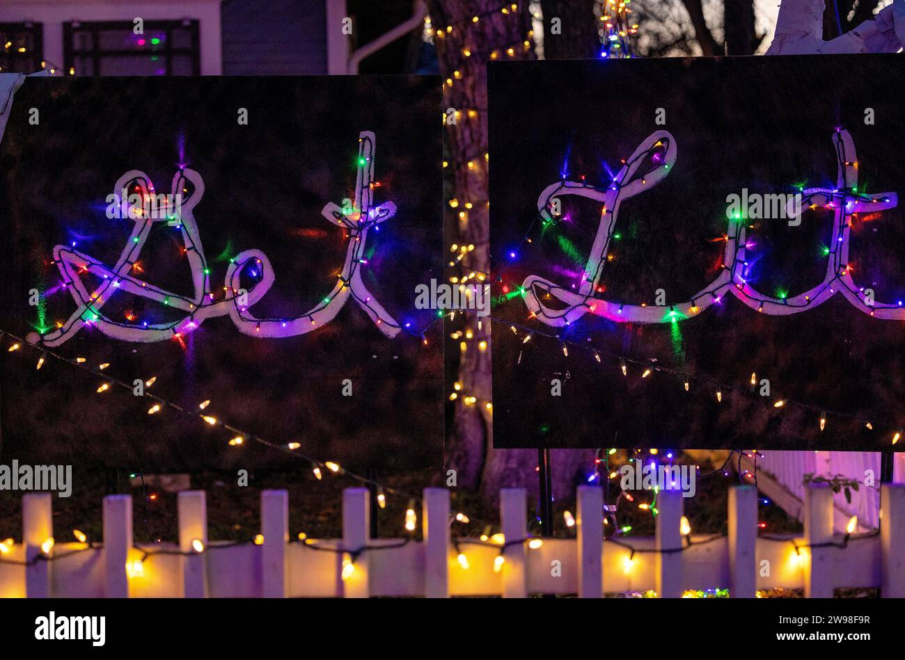 37th Street District Christmas Lights in Austin, Texas Stock Photo - Alamy