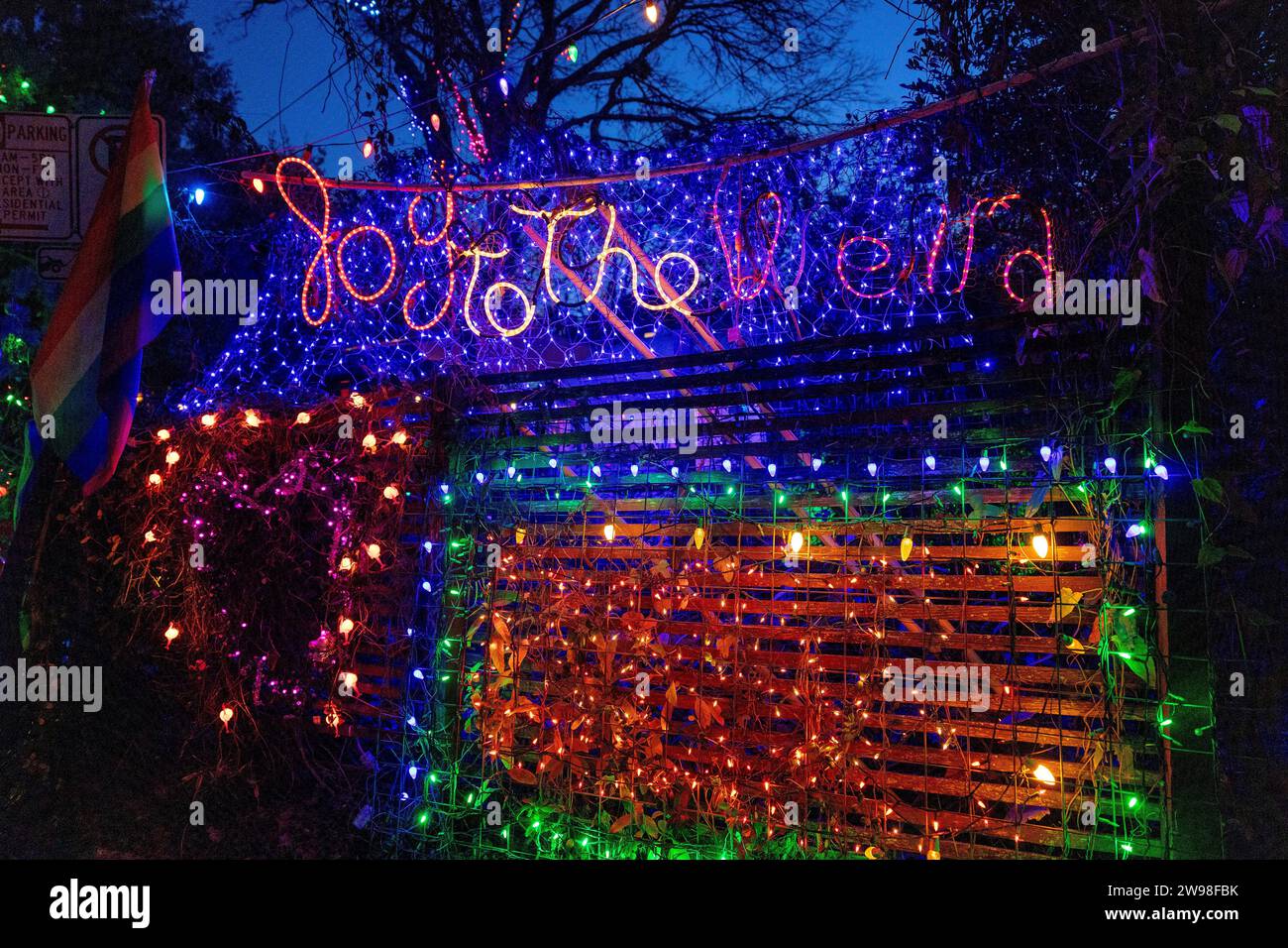 37th Street District Christmas Lights in Austin, Texas Stock Photo - Alamy