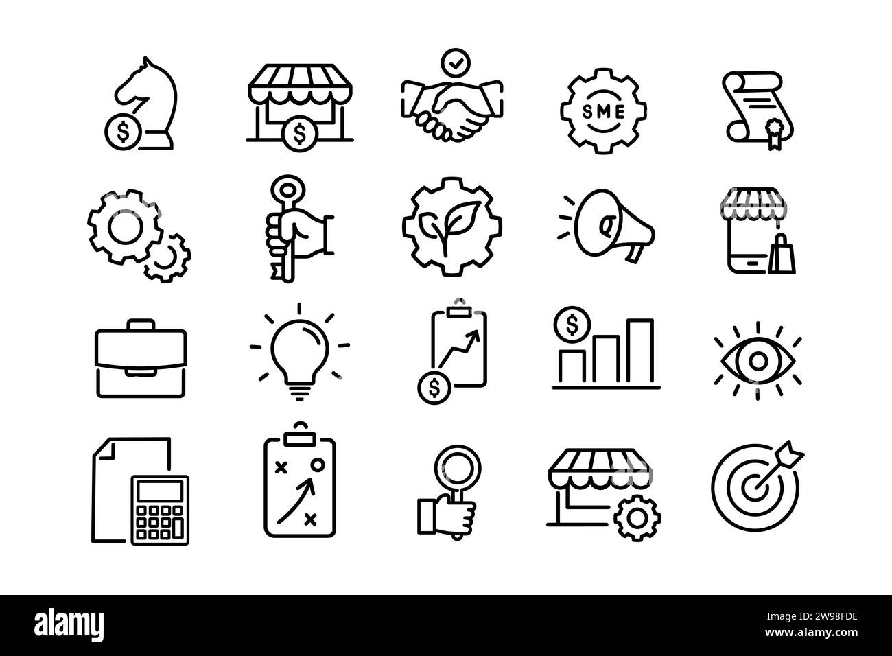 Business sme icon set. Small, medium enterprise business style icon ...