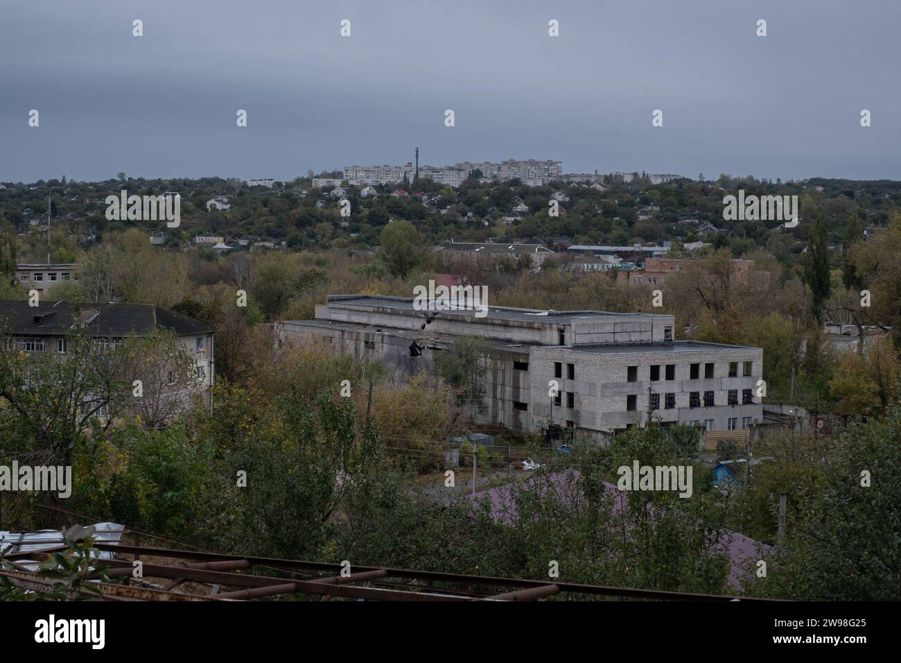 Kupiansk, Ukraine. 8th Oct, 2023. View of the western part of the city ...