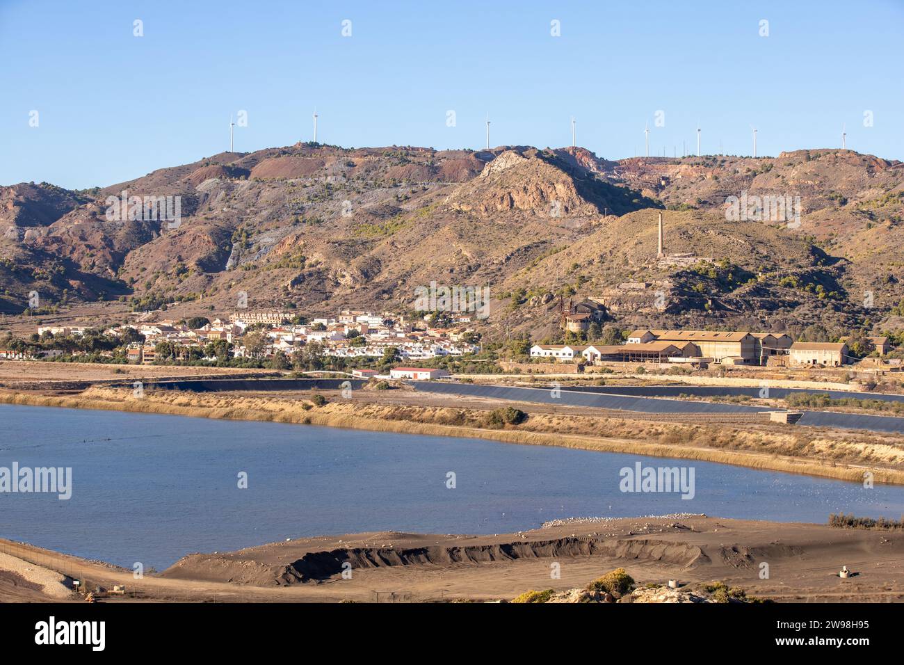 Aerial drone photo of the coastal town named Portman in the Costa ...