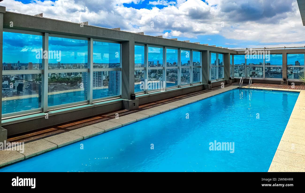 pool on the stress of a skyscraper with a view of the skyline of buenos ...