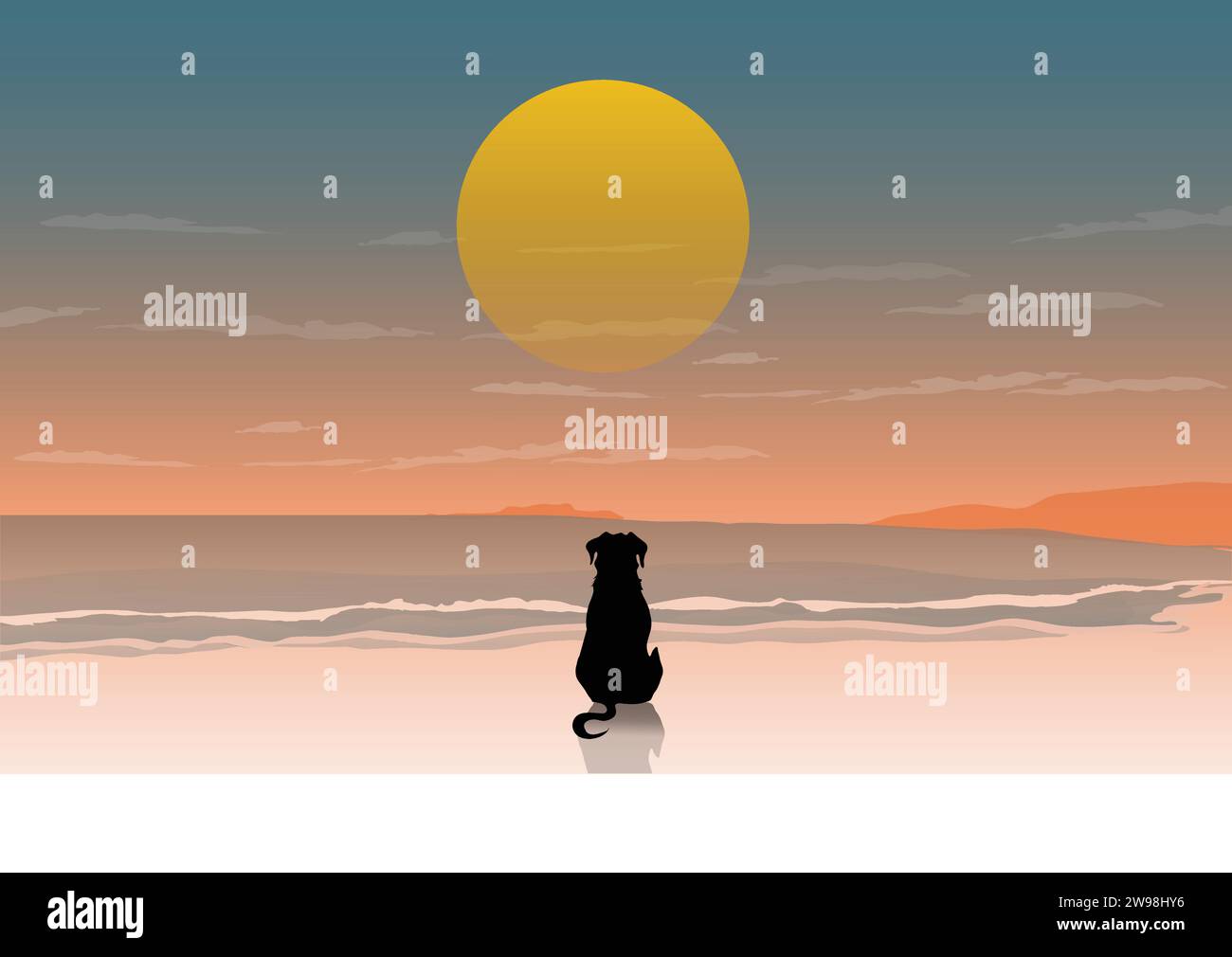 BEACH BACKGROUND WITH DOG Stock Vector Image & Art - Alamy