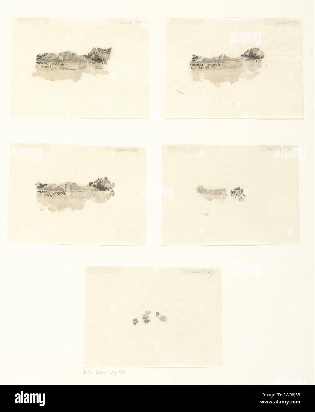 Loose fragments of a print of the reconciliation of Jakob and Esau ...