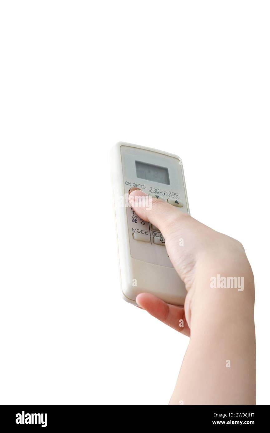Hand with remote control isolated on white Stock Photo - Alamy