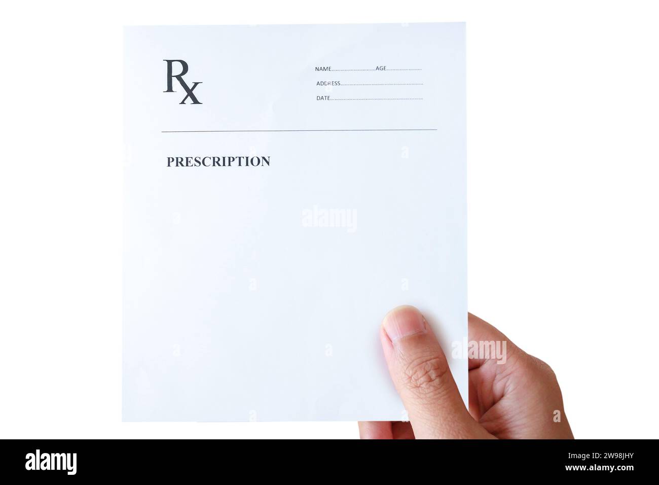 pharmacist hand holding prescription rx paper in hand Stock Photo - Alamy