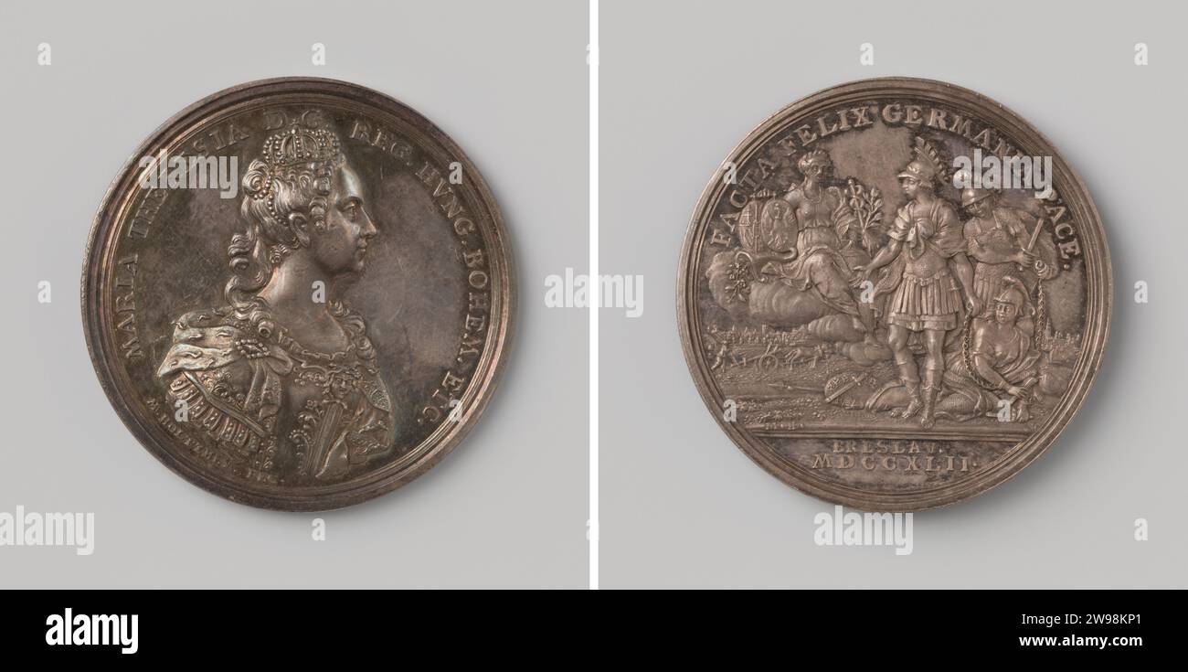 Preliminary Peace of Breslau, Martin Holtzhey, 1742 history medal ...
