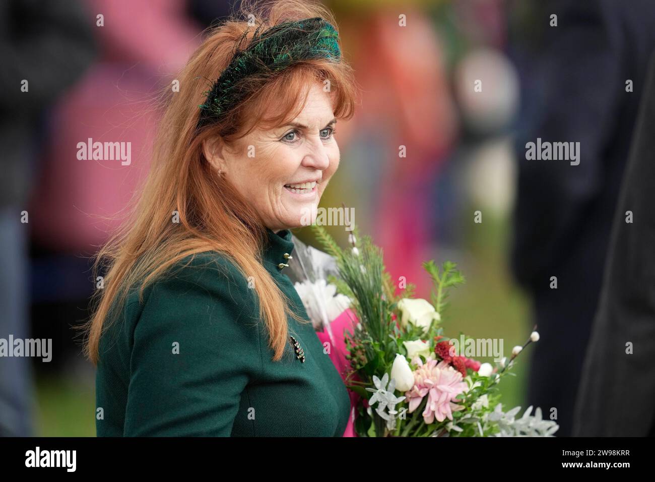 Sarah Ferguson, Duchess of York, arrives to attend the Christmas day ...