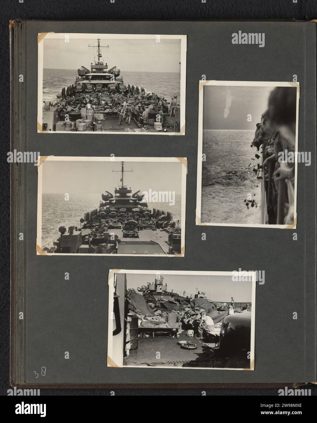 At sea, Anonymous, 1949 photograph Album magazine with four photos of ...