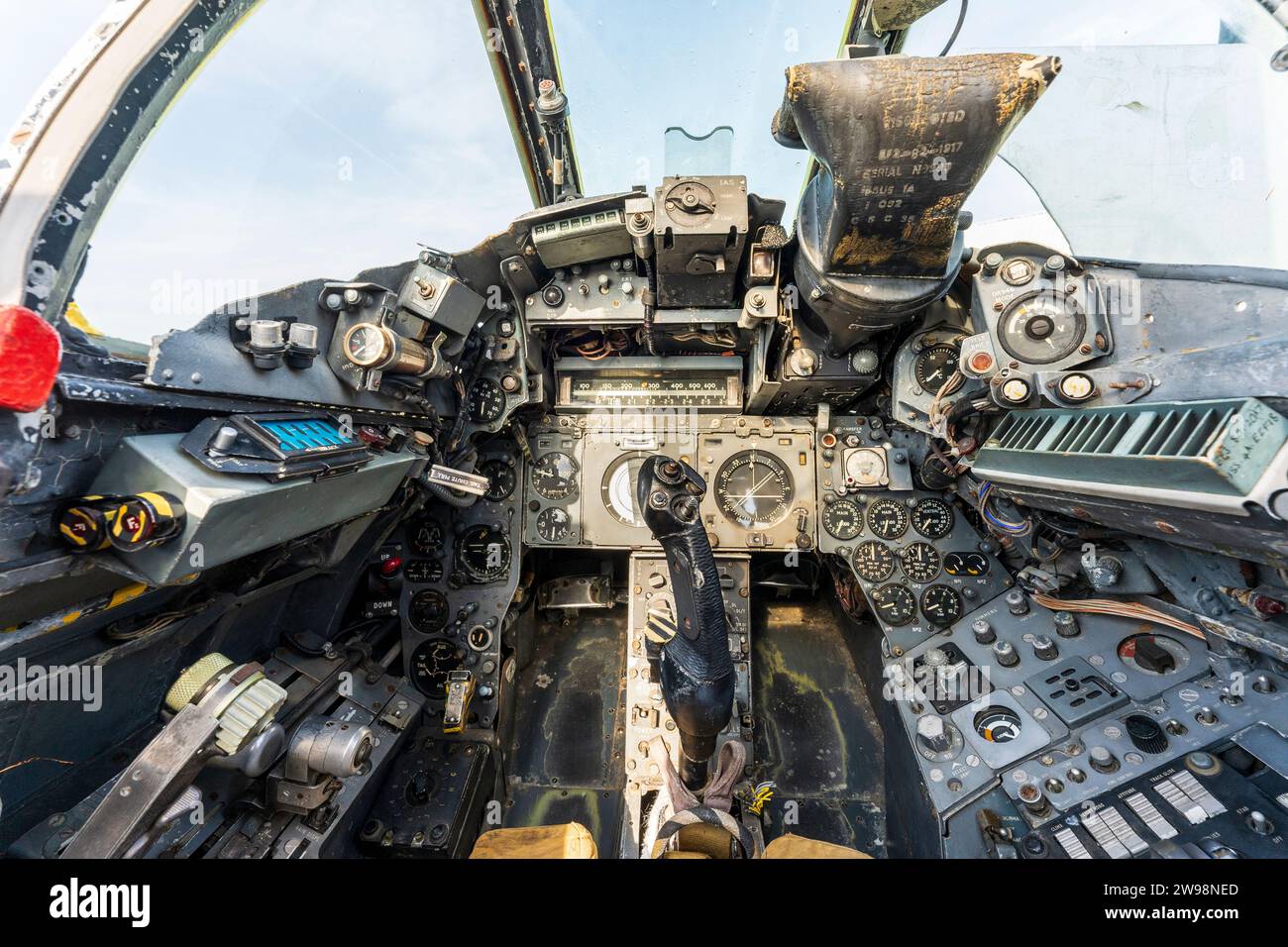 Interior of a 1950's decommissioned English Electric Lightning RAF jet ...