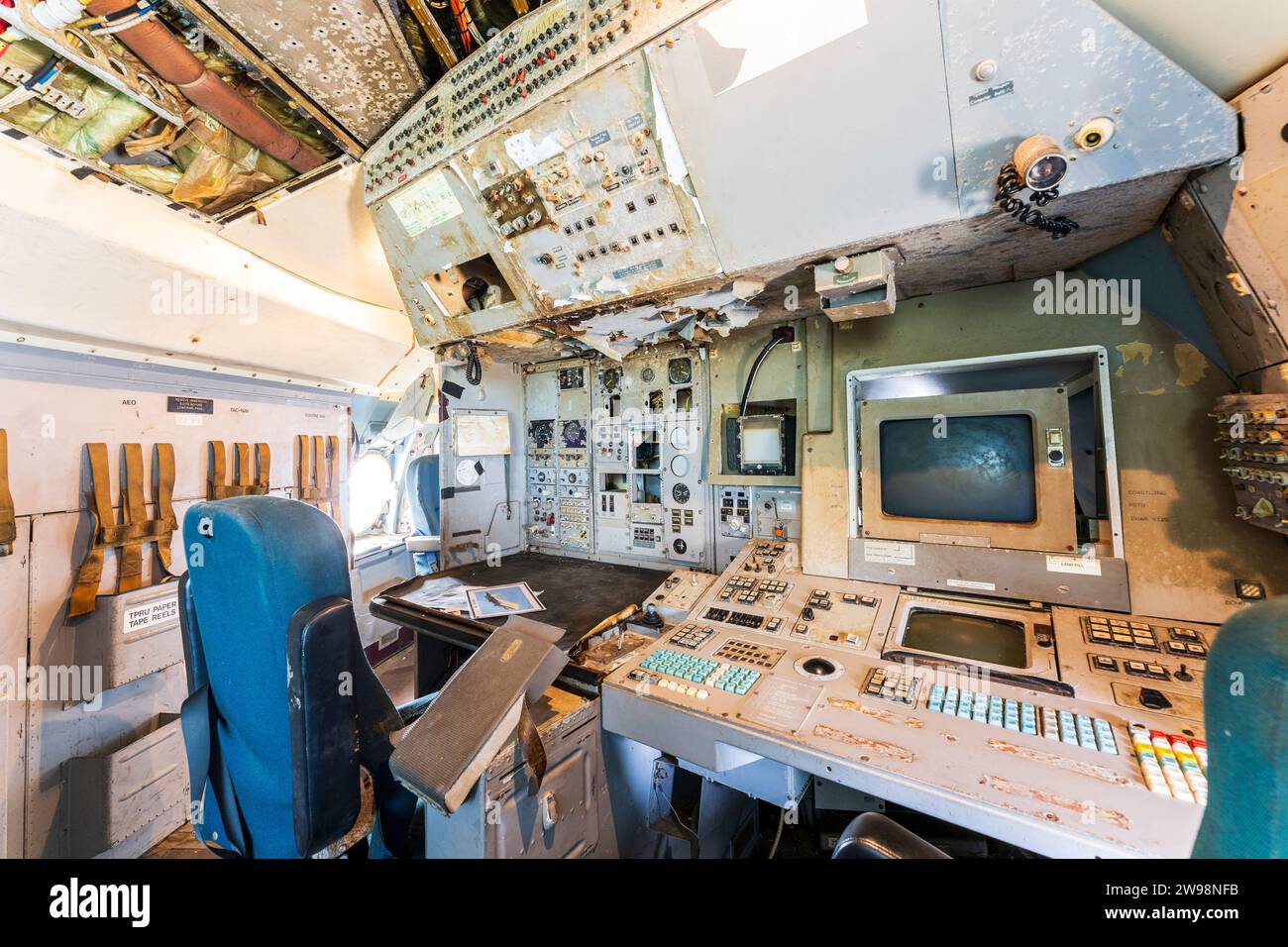 Interior, a decommissioned RAF 1970's Hawker Siddeley Nimrod, a retired ...