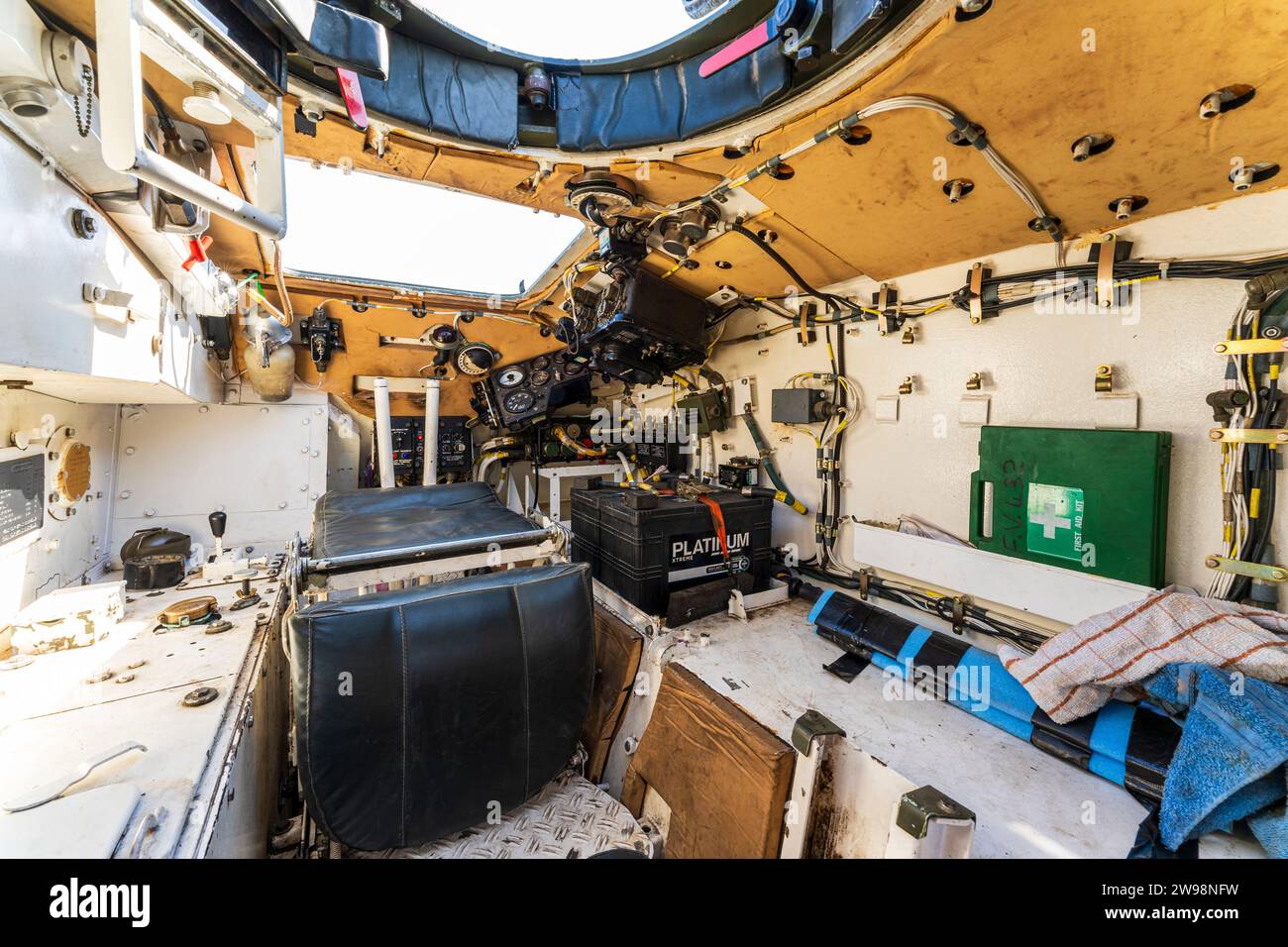 Interior of a decommissioned F432 armoured personal carrier. Looking ...