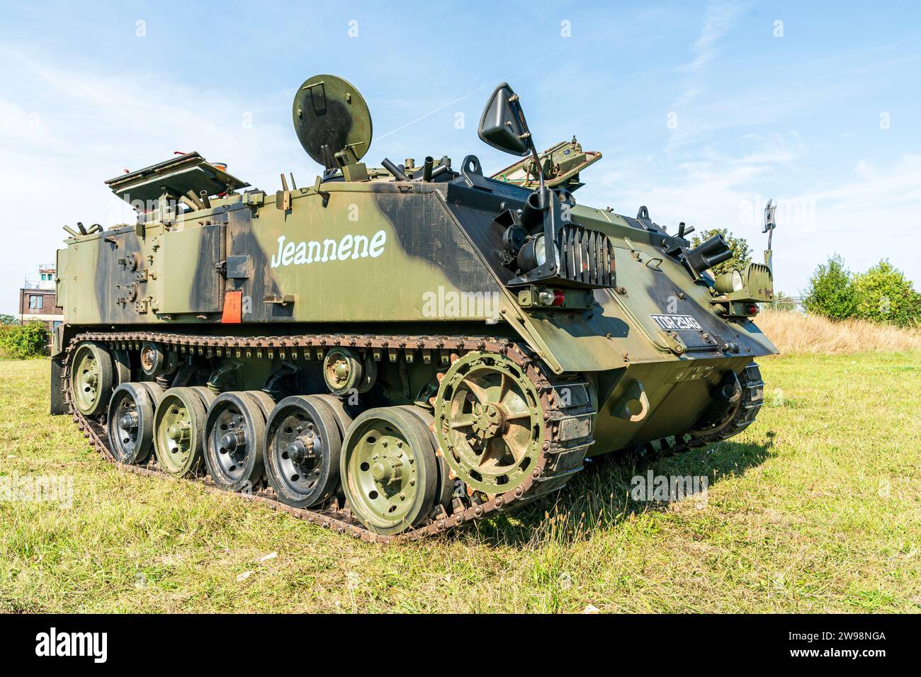 British decommissioned FV432 armoured personal carrier. On grassland ...