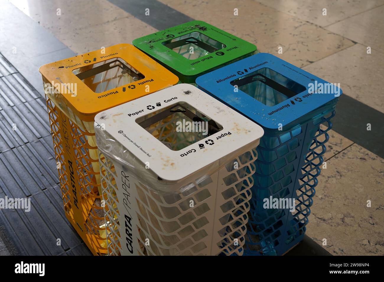 colourful recycling containers in Milan, Italy Stock Photo - Alamy