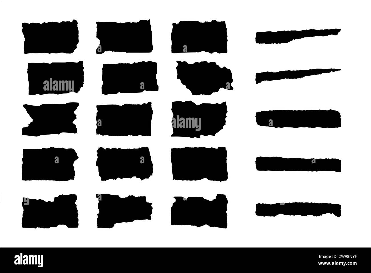 Jagged rectangles, ribbed stickers isolated on white background Stock ...