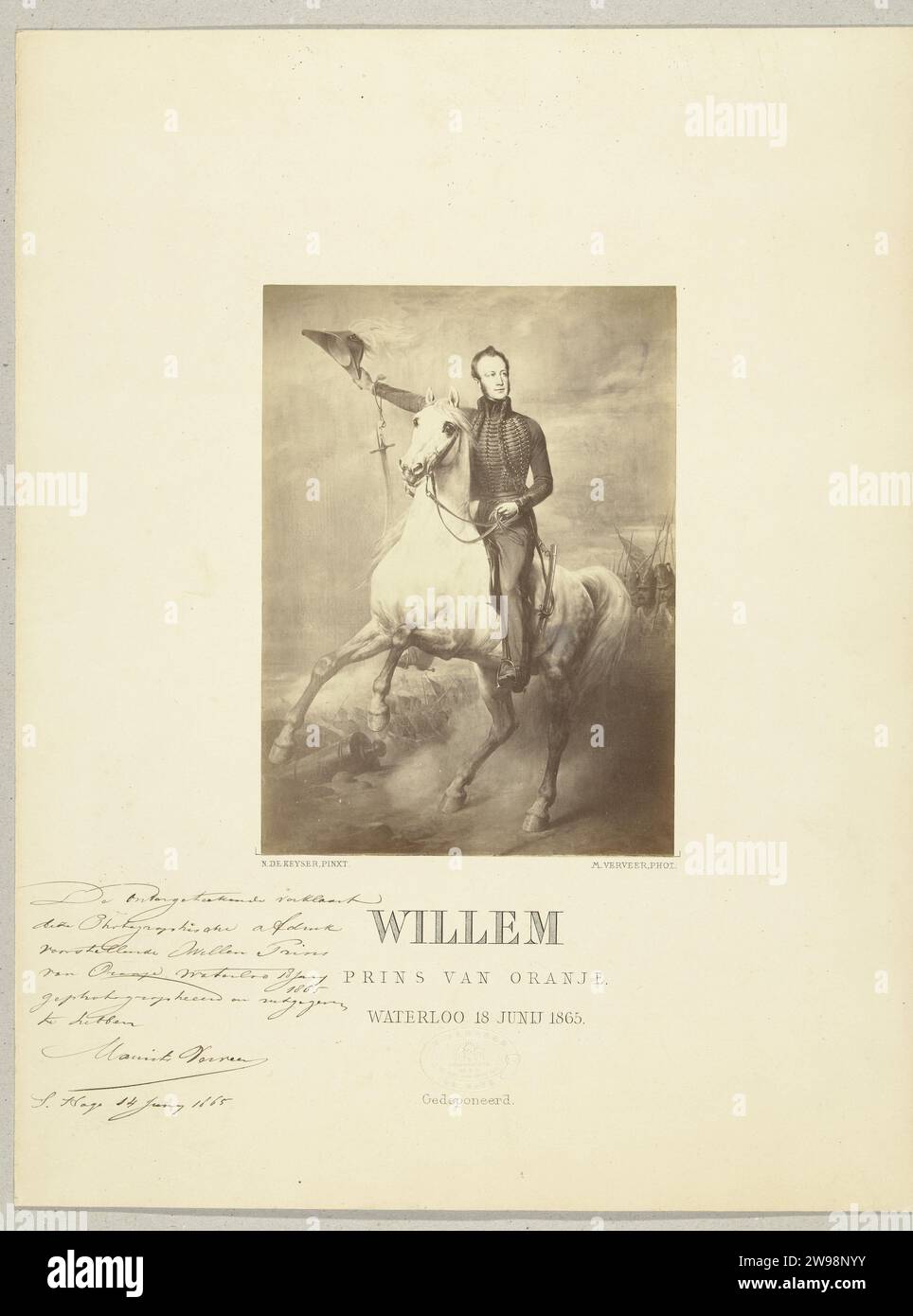 Painting of King William II on the battlefield of Waterloo, Maurits ...