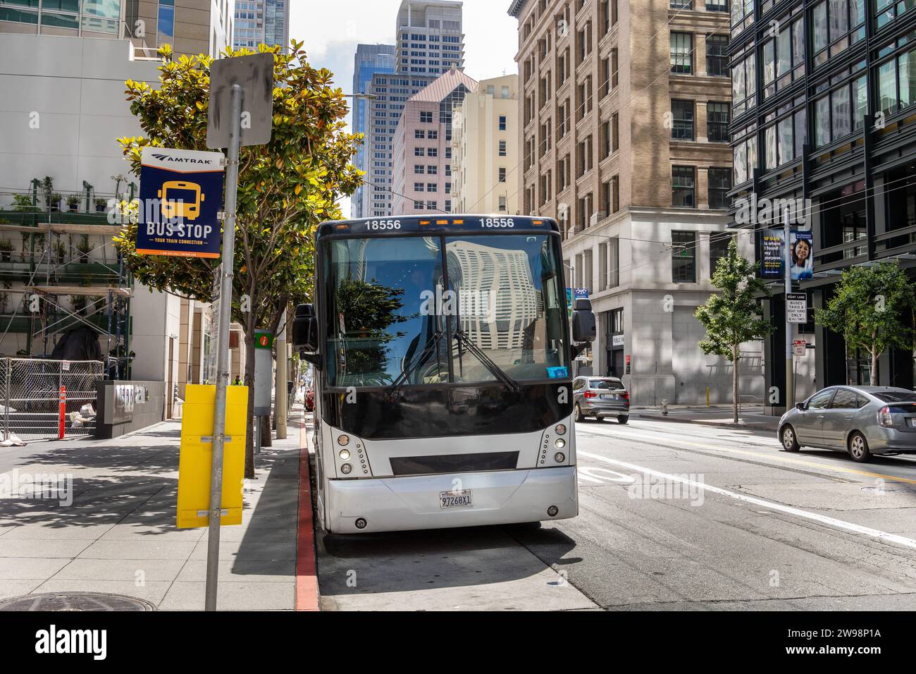 Amtrak Bus Stop Mission Street, San Francisco, Taking Passengers From ...