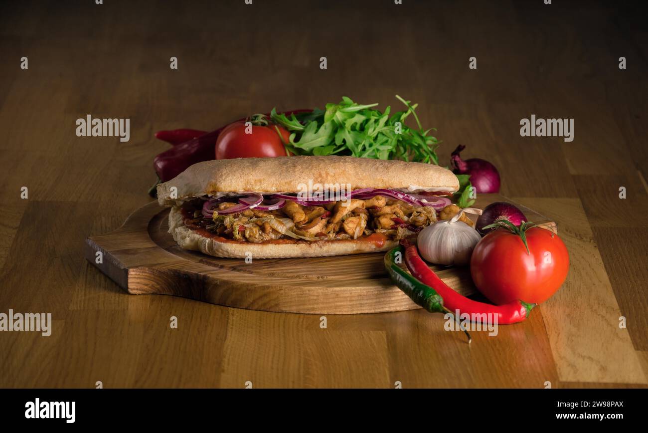 Delicious sandwich with ciabatta Stock Photo - Alamy