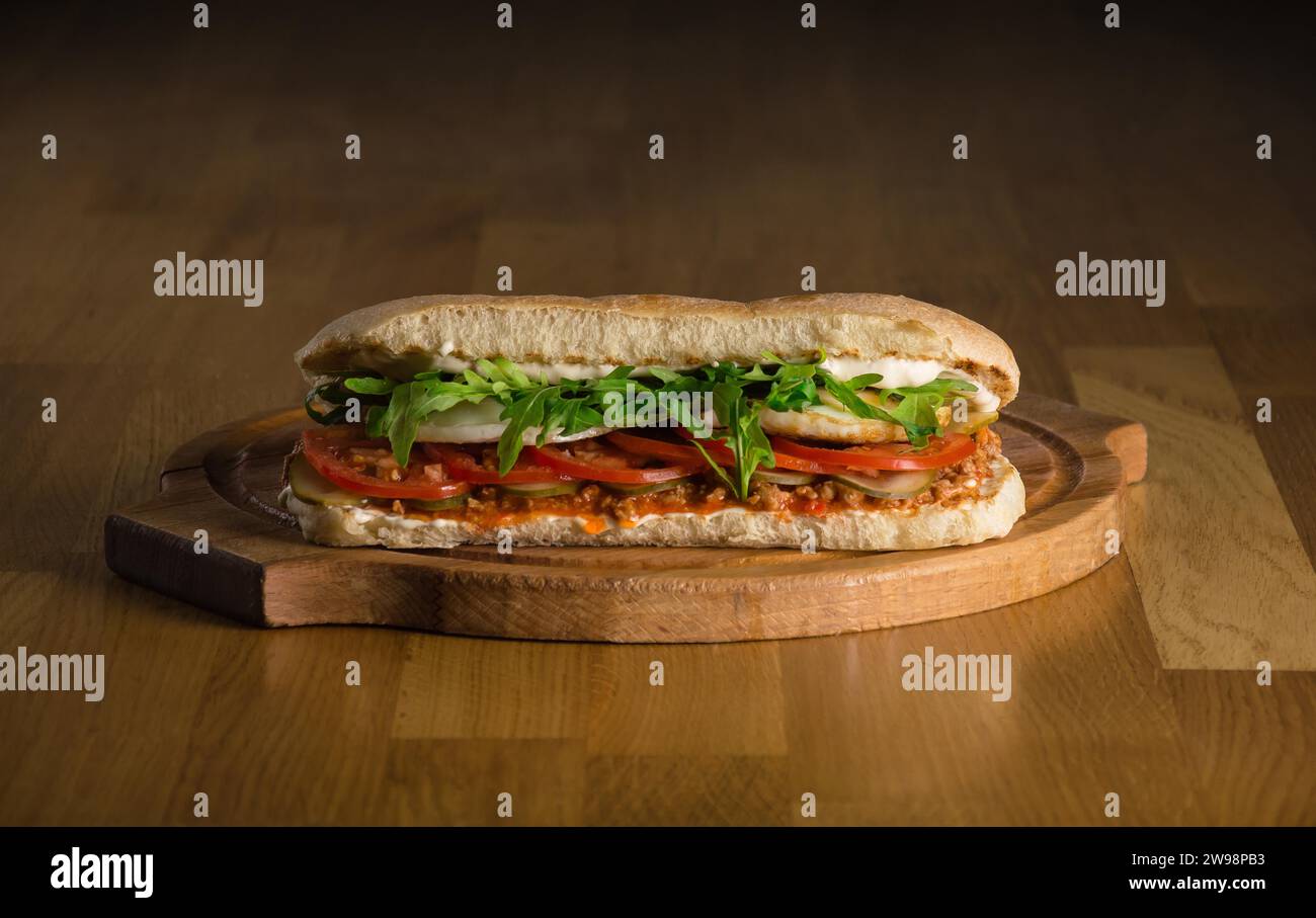 Delicious sandwich with ciabatta fresh vegetables Stock Photo - Alamy