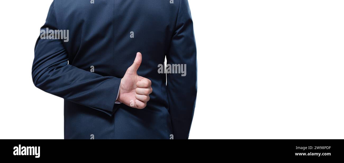 Image of a man's hands showing ok sign on a white background. Back view ...