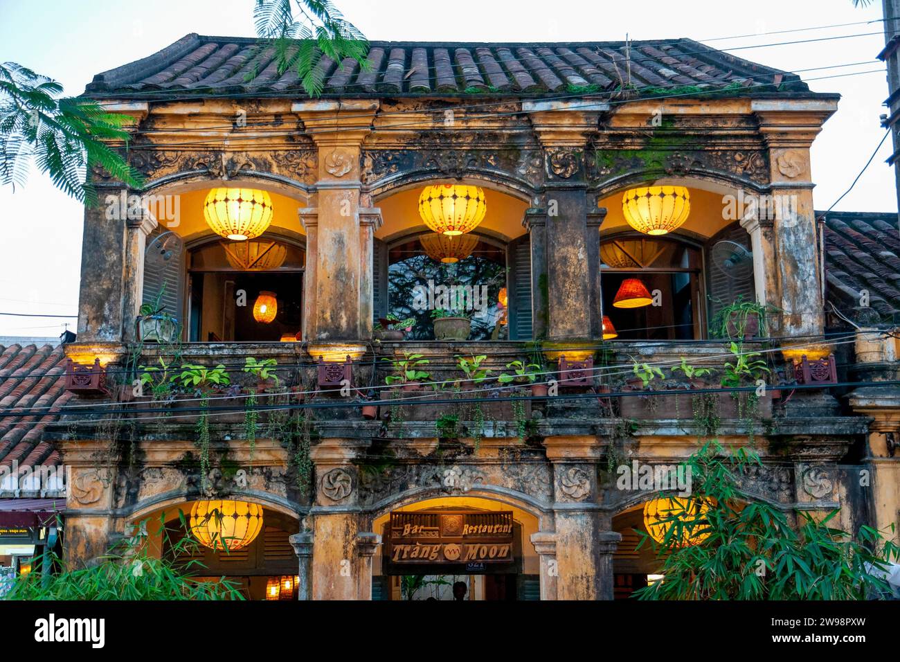 Restaurant with an old facade, in Hoi An, Vietnam Stock Photo - Alamy