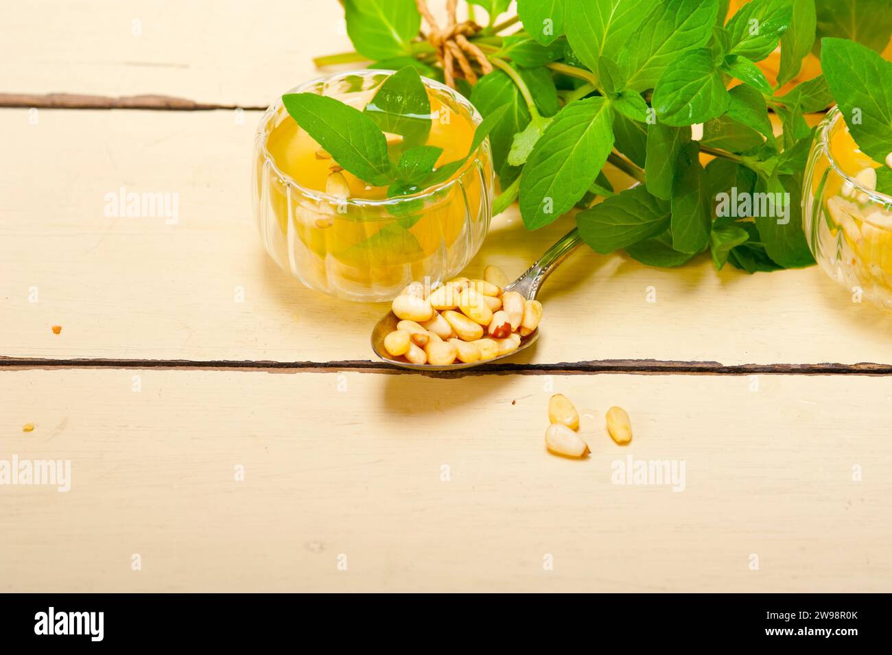 Arab traditional style mint and pine nuts tea called at tay, food ...