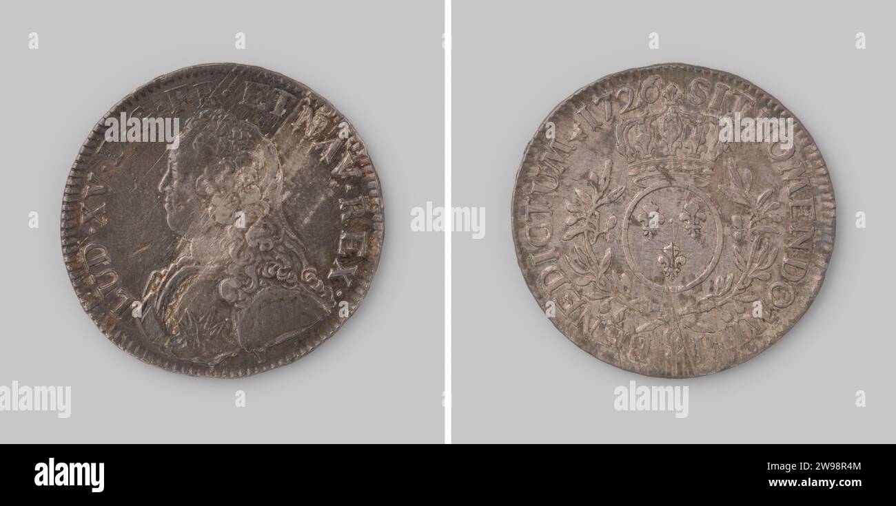 ECU Blanc from France by Louis XV, 1726 ,, 1726 coin Silver coin. Front ...