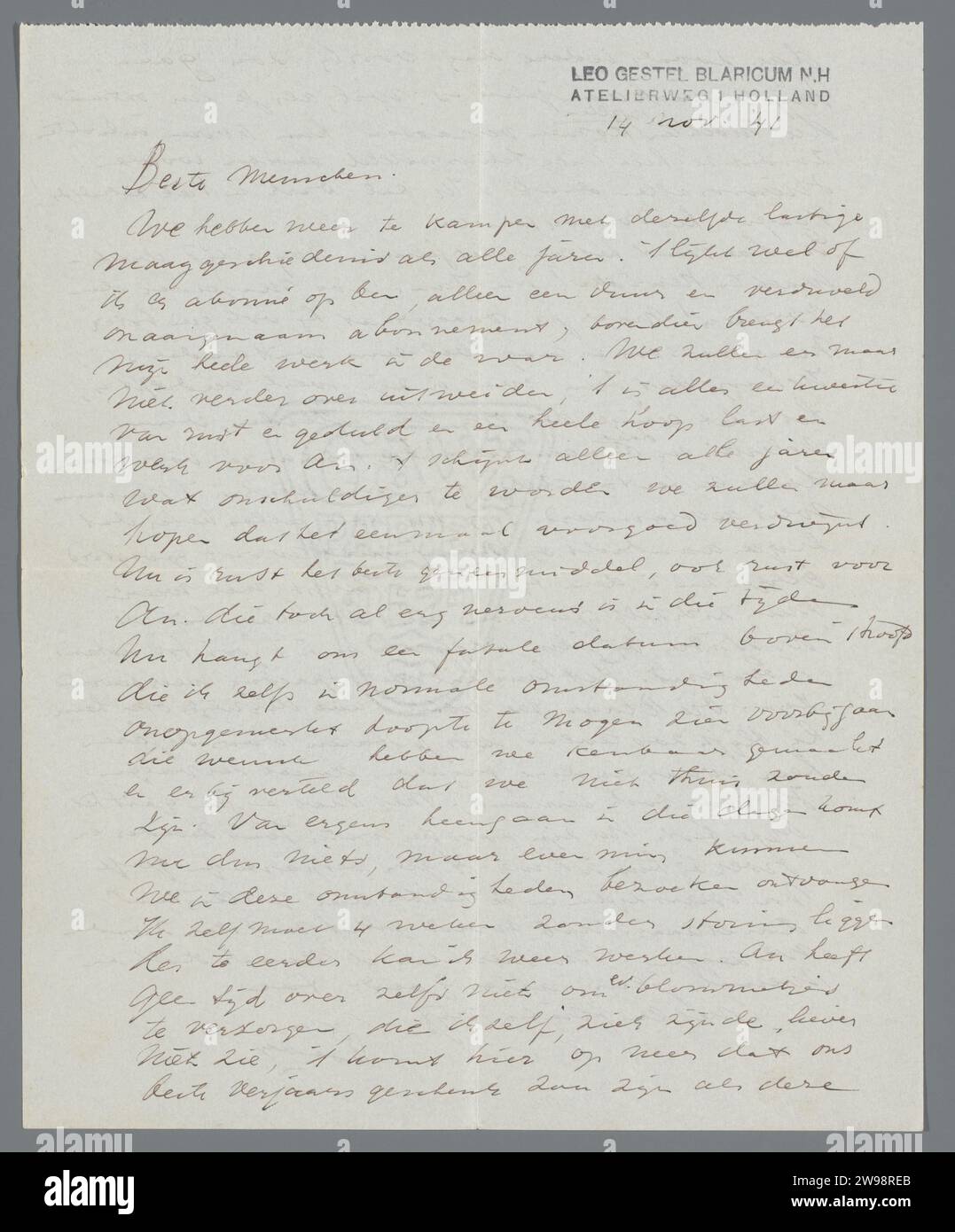 Letter to Jan Ponstijn and Henriëtte Johanna Petronella van Hilten, Leo ...
