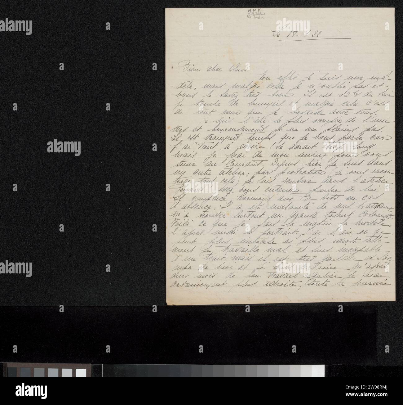 Letter to Philip Zilcken, 1922 letter Paris ink writing (processes ...