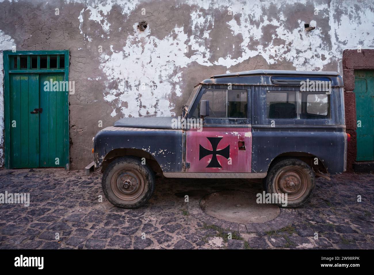 Short-wheelbase Land Rover series III on the streets of the historic ...