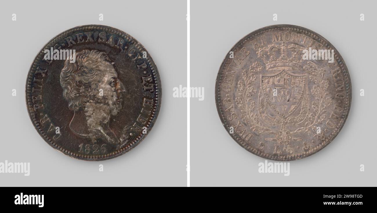 5 Lire from Sardinia of King Carlo Felice, 1826 ,, 1826 coin Silver ...