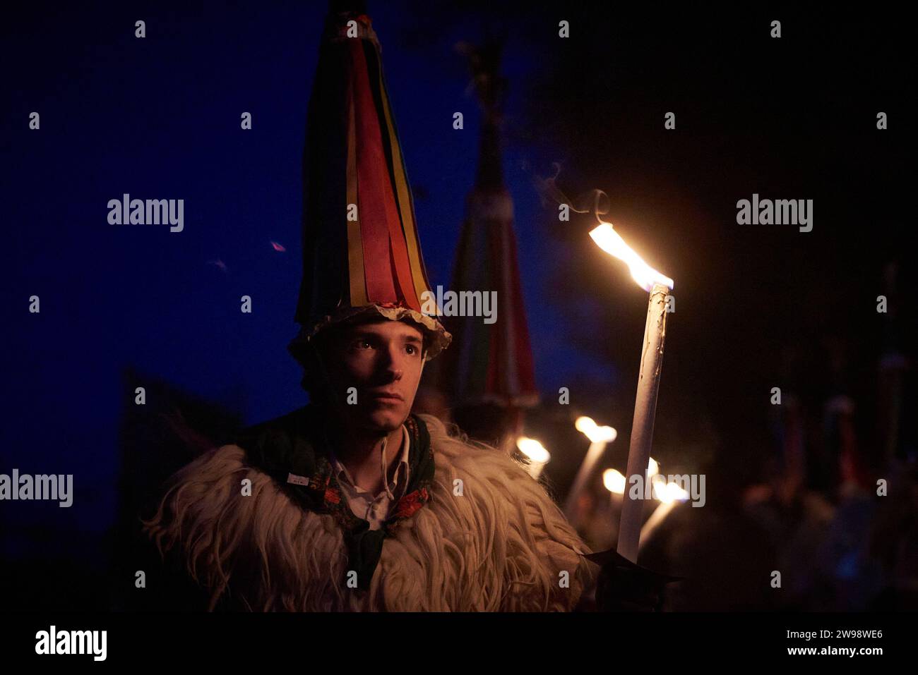 A Joaldunak with the lit torch about to begin Christmas, for the ...