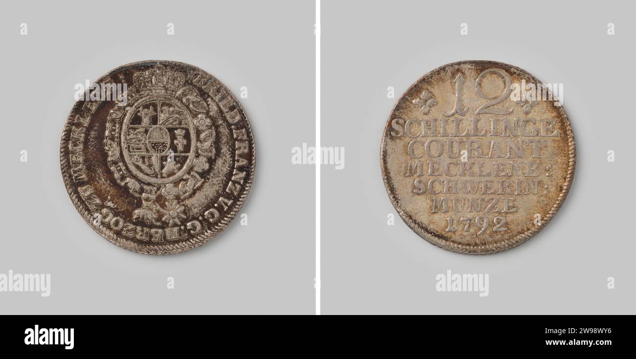 12 Schillinge from the Grand Duchy Mecklenburg-Schwerin by Friedrich Franz I, 1792 ,, 1792 coin ...