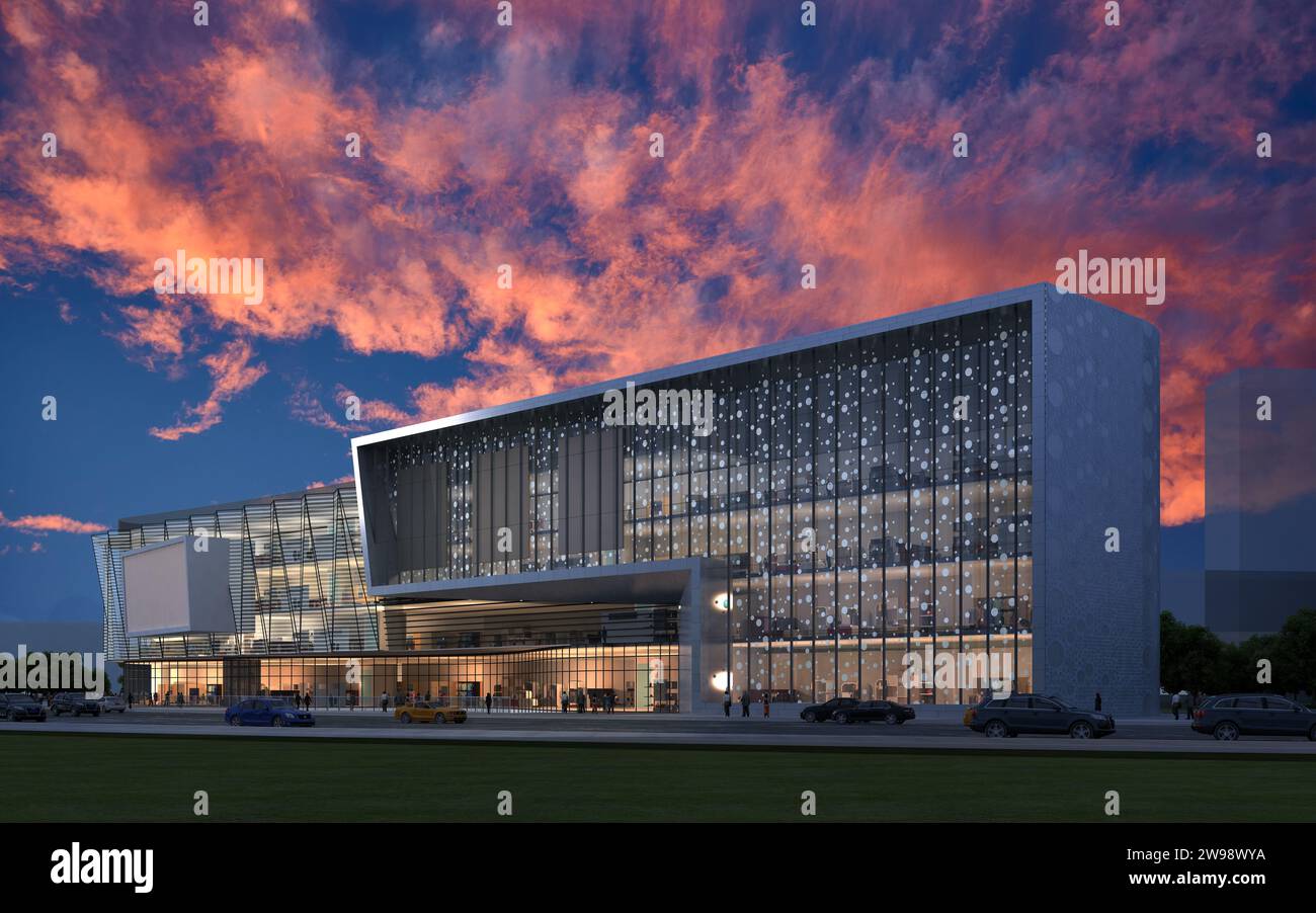 3D RENDER OF SHOPPING MALL BUILDINGS EXTERIOR Stock Photo - Alamy