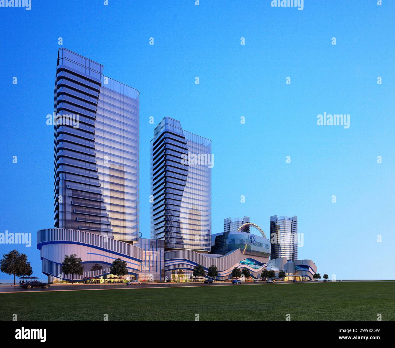 3D RENDER OF SHOPPING MALL BUILDINGS EXTERIOR Stock Photo - Alamy