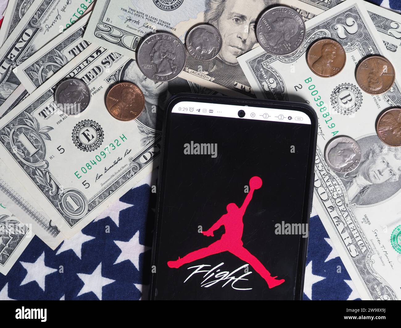 Germany. 25th Dec, 2023. In this photo illustration, an Air Jordan logo ...