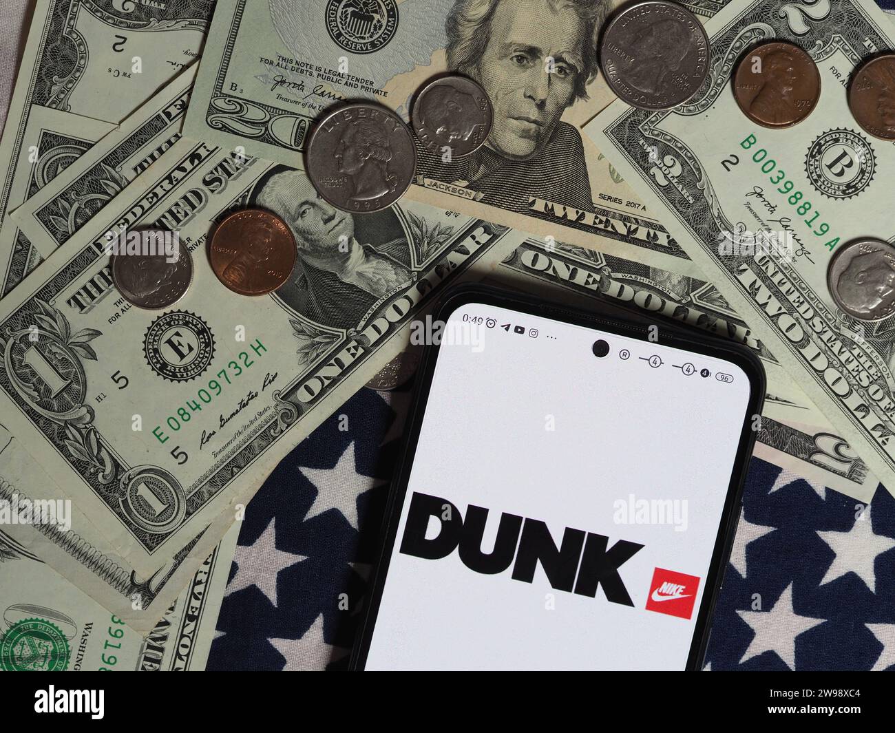 Germany. 25th Dec, 2023. In this photo illustration, a Nike Dunk logo ...