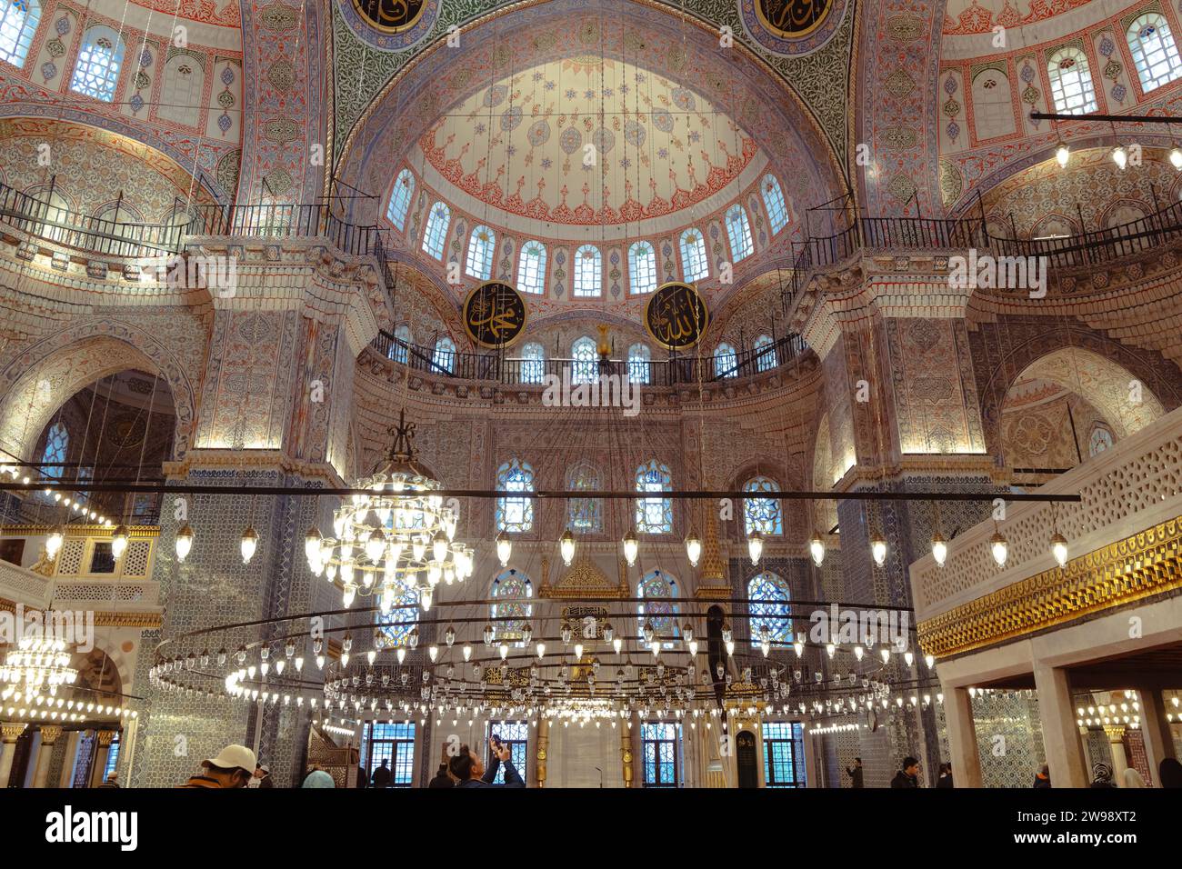 Central Chandelier inside Yeni Cami Mosque (New Mosque) located in ...