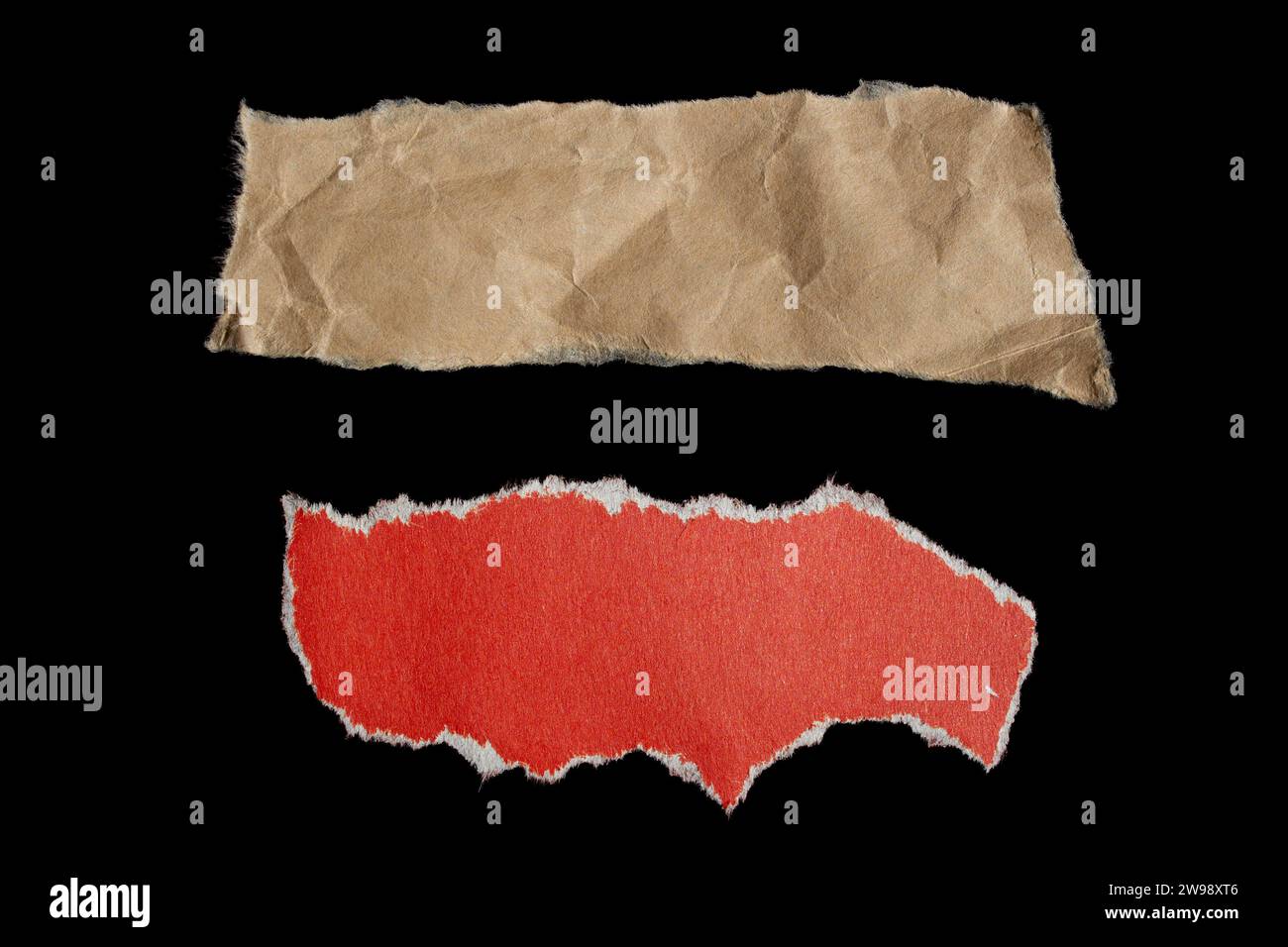 Ripped paper piece isolated on black background. Torn paper with copy ...